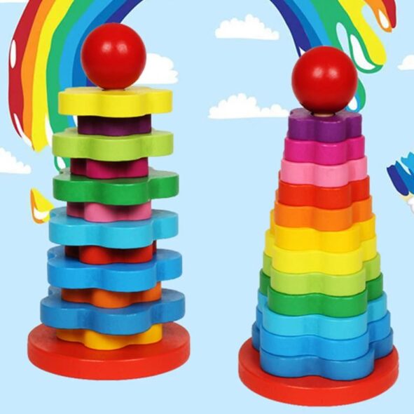 Educational Toy Wooden Rainbow Tower – Toyzee